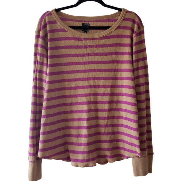 GAP | Sweaters | Gap Waffle Knit Sweater Stripes Long Sleeve Crew Neck Xxl Plus | Poshmark